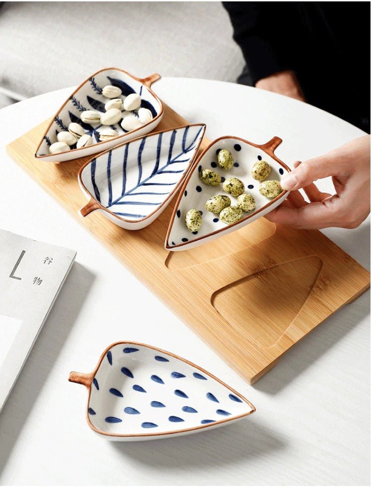 Leaf Shap Plates Set Cute Dishs and Bowls Set - Kalinzy