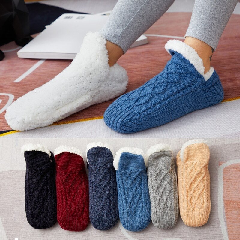 New Woven And Velvet Indoor Socks Slippers - Kalinzy